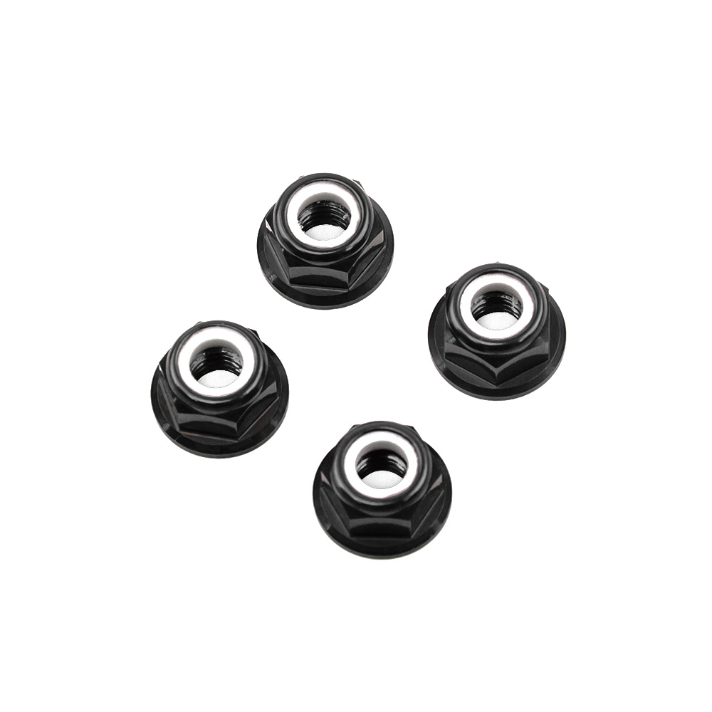 M5 Black Aluminum Flange Lock Nut (set of 4)