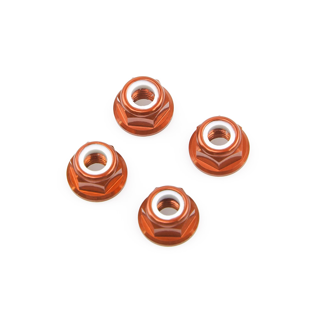 M5 Orange Aluminum Flange Lock Nut (set of 4)