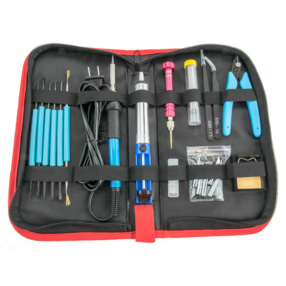 Soldering Iron Kit w/ Adjustable Temperature + Desoldering Pump (20 Pcs)