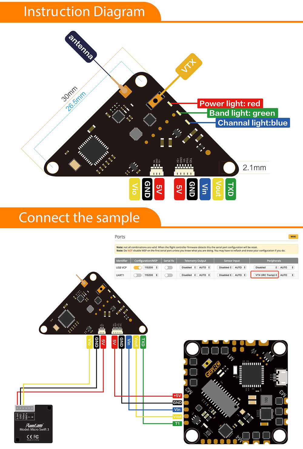 GEPRC VTX200 25mW-200mW 5.8GHz Whoop VTX